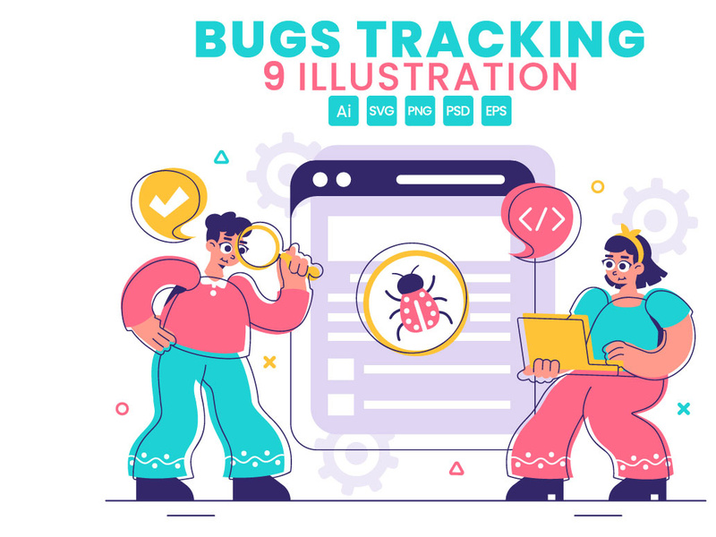 9 Bugs Tracking Tool Illustration by denayuneep ~ EpicPxls
