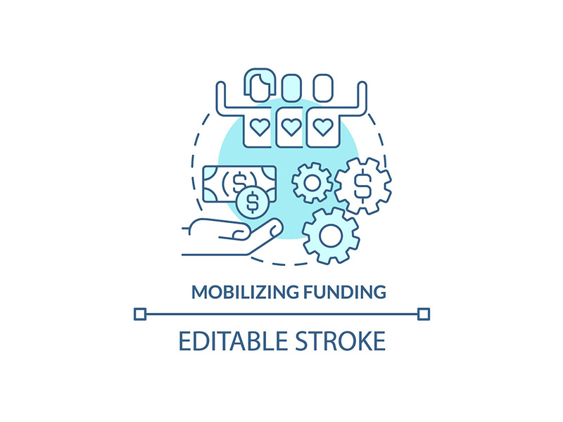 Mobilizing funding turquoise concept icon by bsd studio ~ EpicPxls