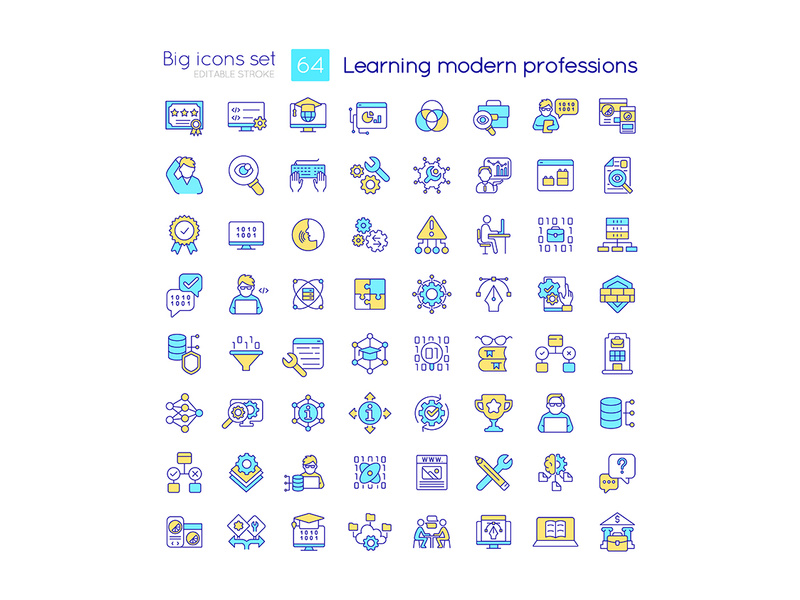 Learning modern professions RGB color icons set by bsd ~ EpicPxls