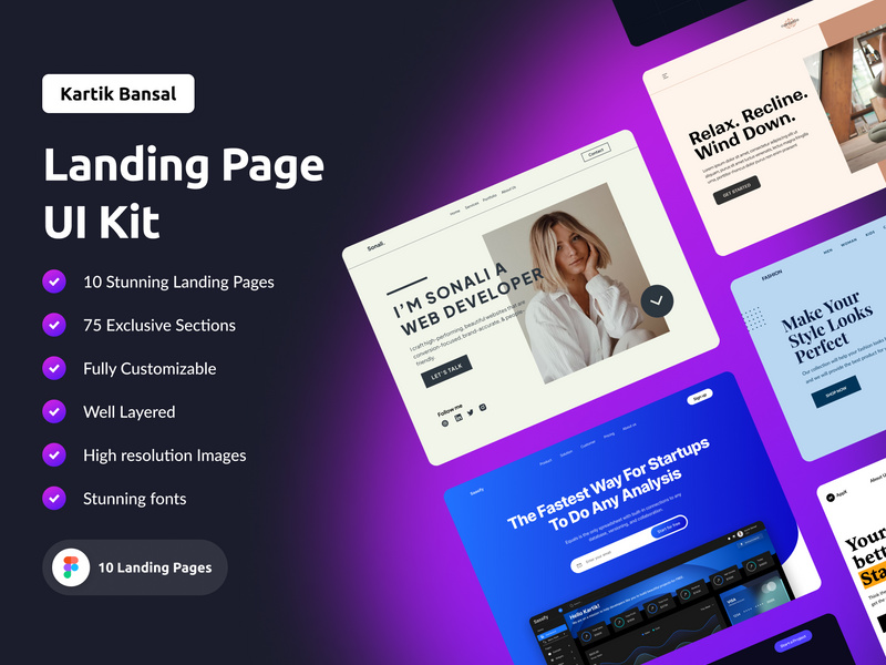 Landing Page UI Kit by Kartik Bansal ~ EpicPxls