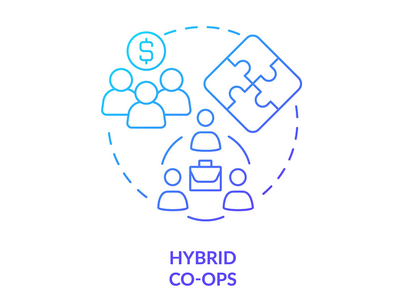 Hybrid co-ops blue gradient concept icon by bsd studio ~ EpicPxls