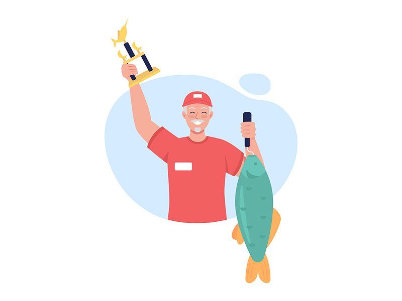 Winning fishing tournament 2D vector isolated illustration ~ EpicPxls
