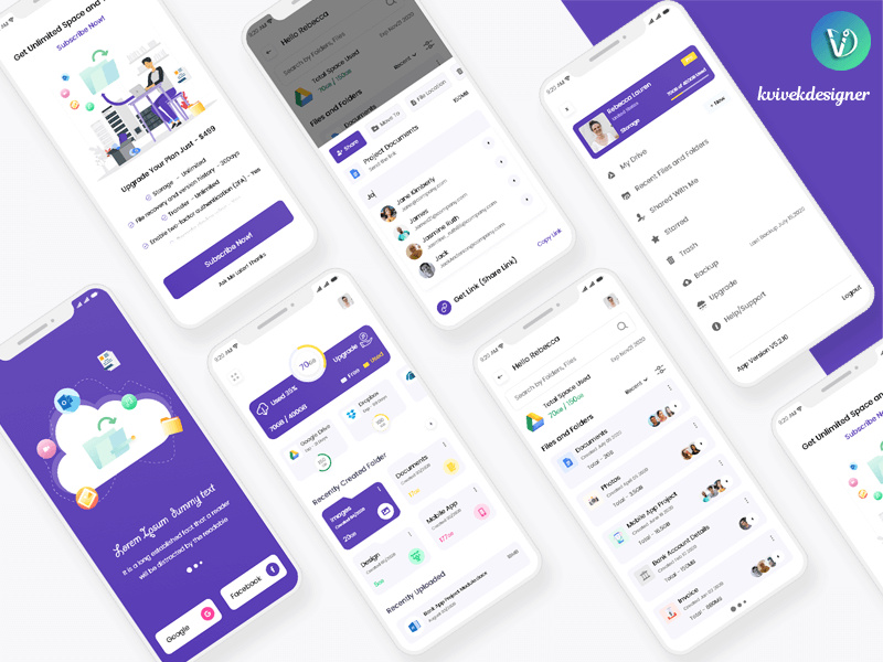 Cloud Storage Mobile App UI Kit by Kvivekdesigner ~ EpicPxls