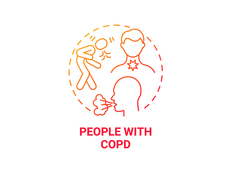 People with copd red gradient concept icon by bsd studio ~ EpicPxls