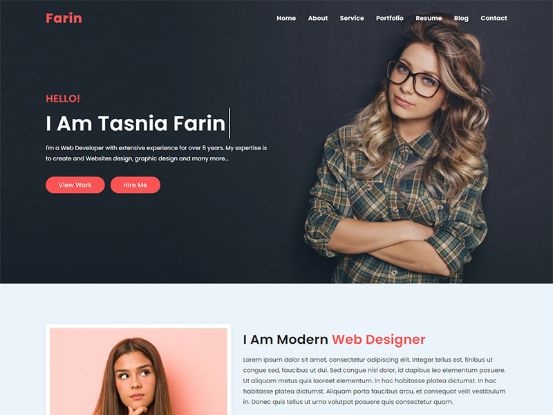 Farin Personal Portfolio Website Template by Md Belal ~ EpicPxls