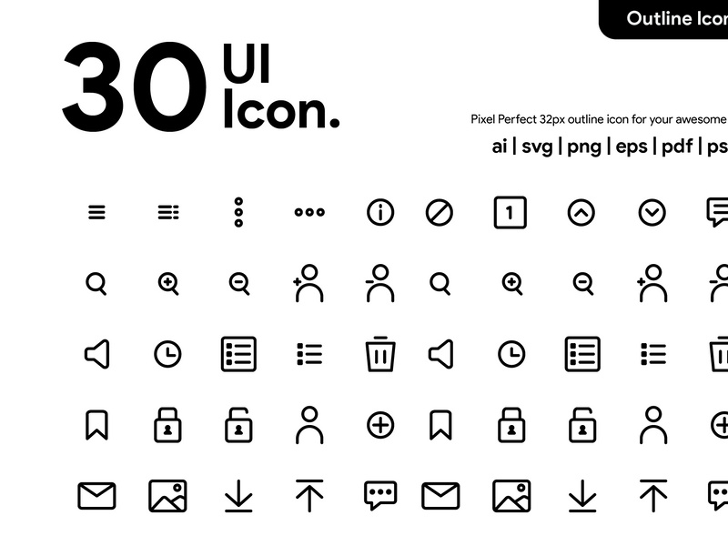 30 UI Line Icon by Kawalan Studio ~ EpicPxls