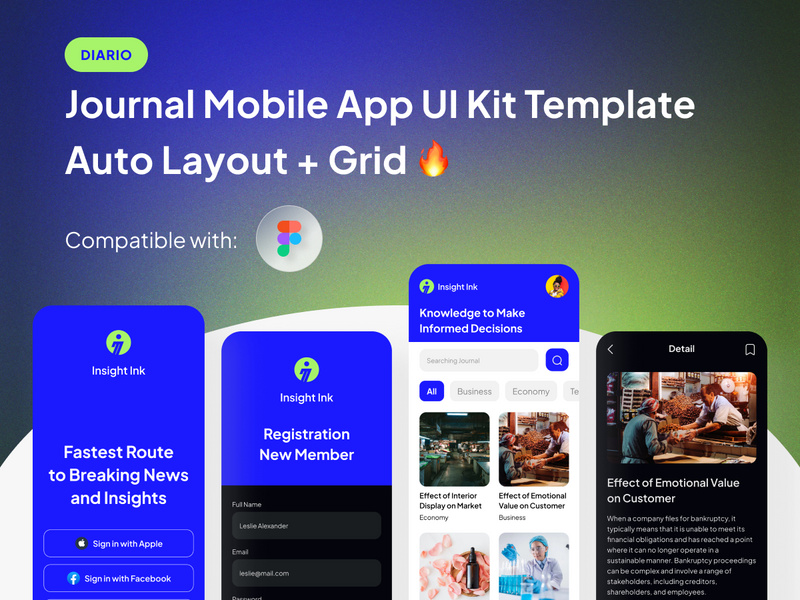 Diario - Journal Mobile App UI Kit by Panen Creative ~ EpicPxls