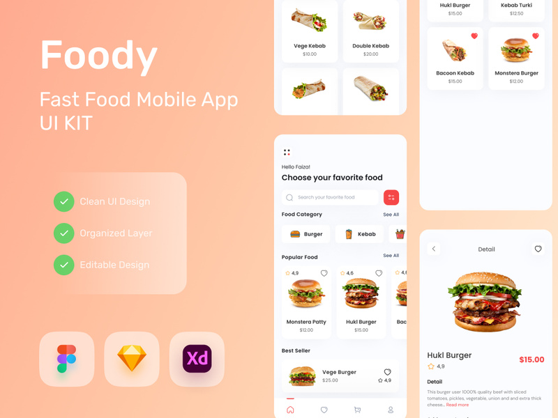Fast Food Mobile App UI Kit by Zauigraphic ~ EpicPxls