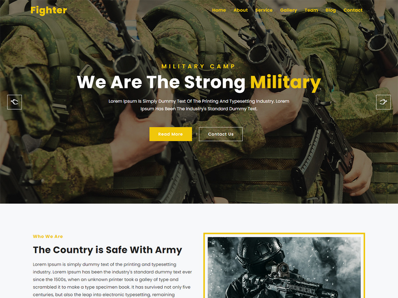 Fighter Military Service & Army Website Template by Md ~ EpicPxls