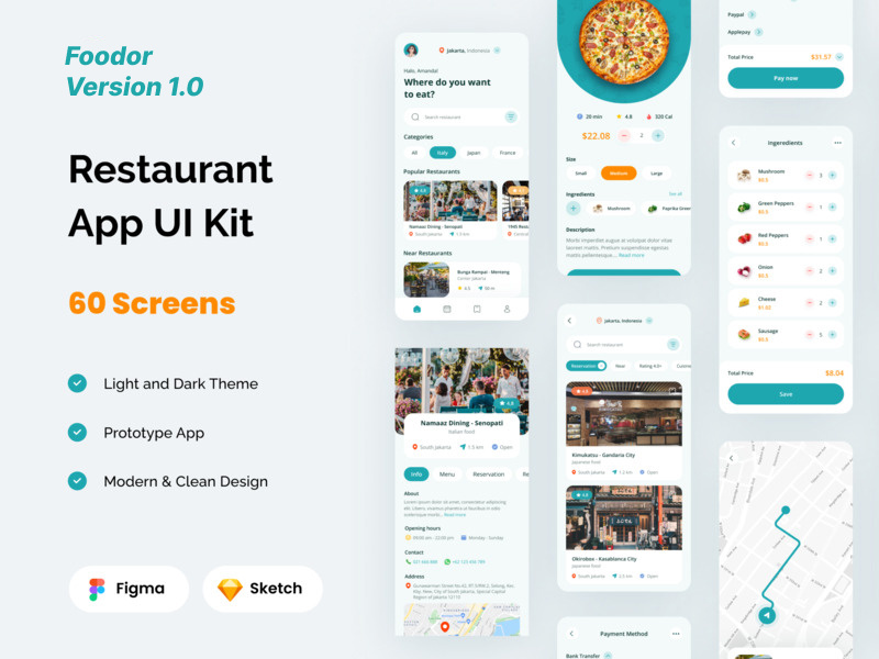 Foodor v1.0 - Food & Restaurant App UI Kit by Uilarax ~ EpicPxls