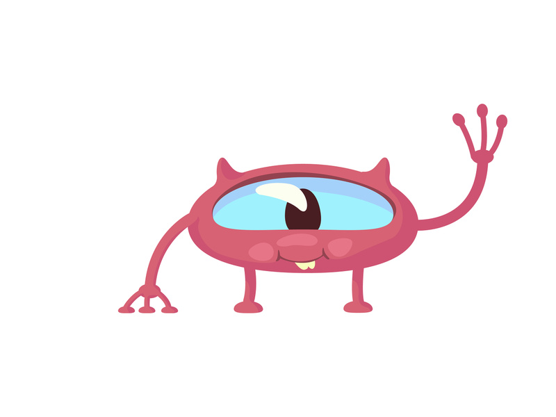 Smiling pink alien flat cartoon vector illustration by The ~ EpicPxls
