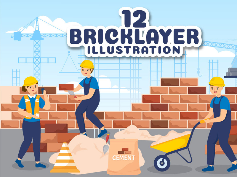 12 Bricklayer Worker Illustration by denayuneep ~ EpicPxls