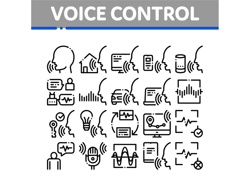 Voice Control Collection Elements Icons Set Vector by ~ EpicPxls