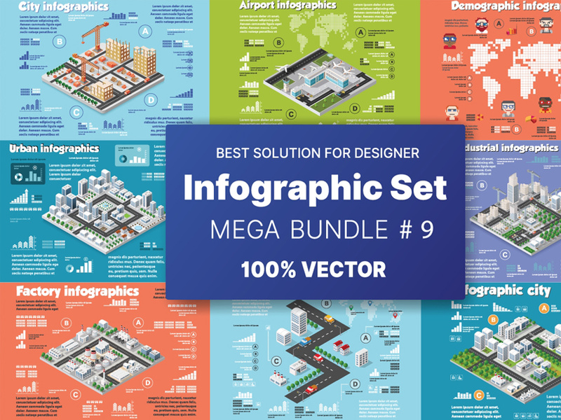 Isometric set infographics by Alex Zel ~ EpicPxls