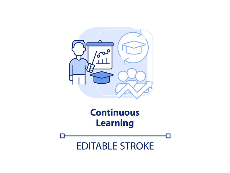 Continuous learning light blue concept icon by bsd studio ~ EpicPxls