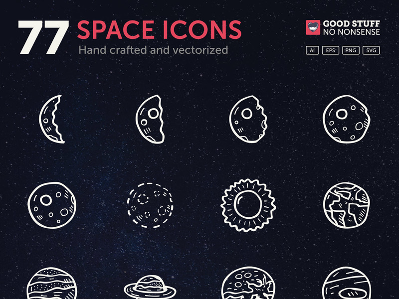 Space Icons - Hand Drawn by Agata Kuczminska ~ EpicPxls