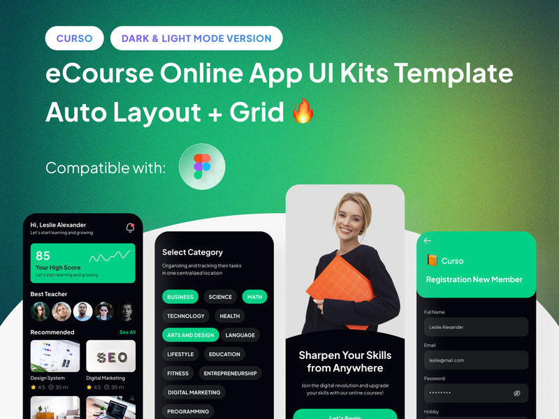 Curso - eCourse Online Mobile App UI Kits by Panen Creative ~ EpicPxls