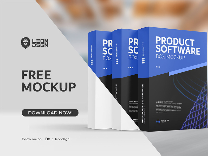 Free Stylish Software Box Mockup by Leon Dsgn ~ EpicPxls