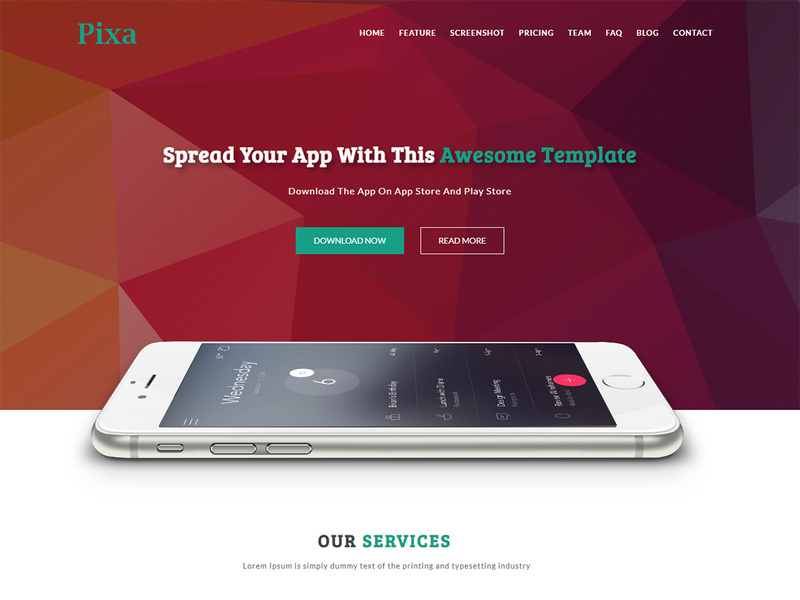 Pixa - App Landing Page Template by Md Belal Hossain ~ EpicPxls