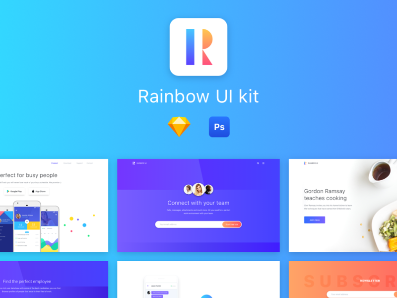 Epic Rainbow UI Kit Sketch + PSD by EpicCoders ~ EpicPxls