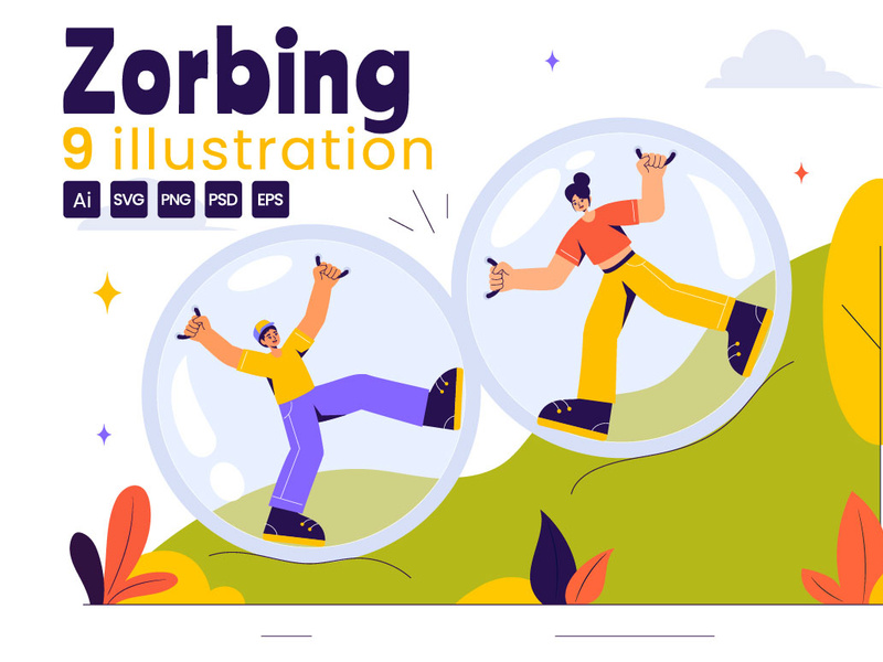 9 Bubble Bump Zorbing Sport Illustration by denayuneep ~ EpicPxls