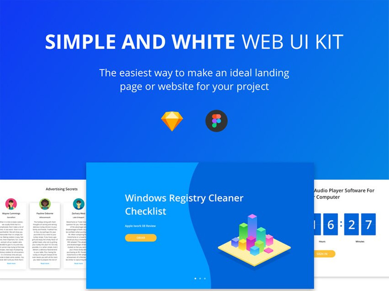 Simple & White Web UI Kit by Alex Martinov ~ EpicPxls