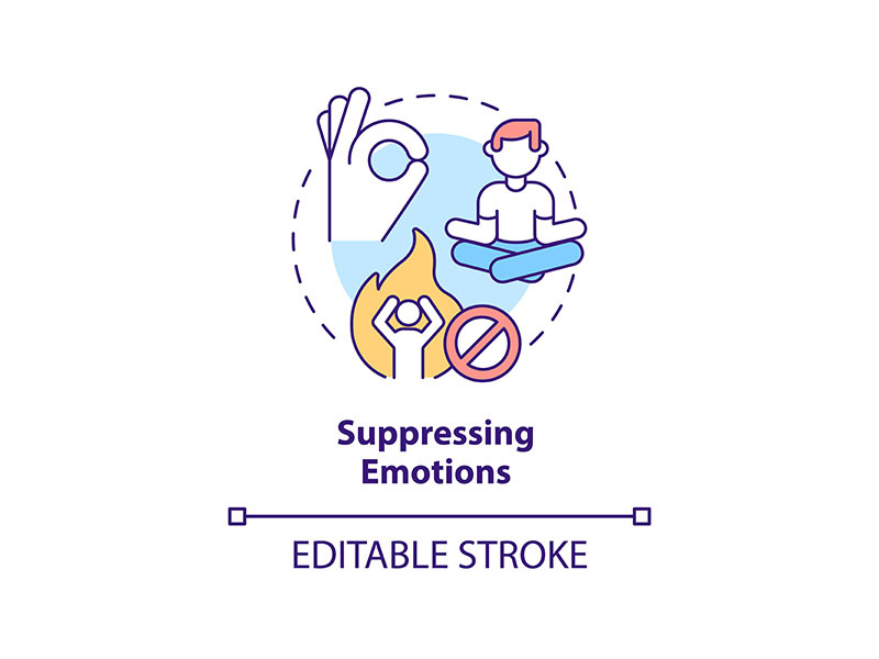 Suppressing emotions concept icon by bsd studio ~ EpicPxls