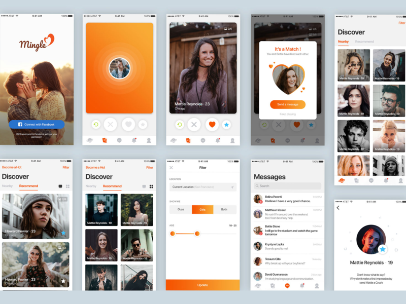 Mingle Dating UI Kit by Freeslab88 ~ EpicPxls