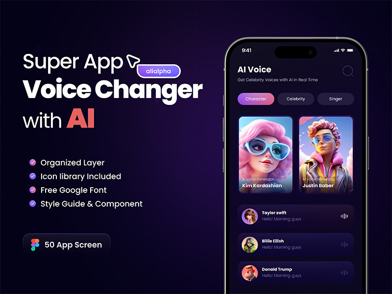 Voice Changer AI App UI Kit by SigmaGFX ~ EpicPxls
