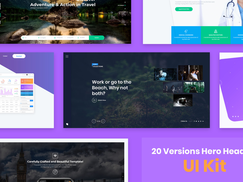 20 Hero Headers Design for Web UI Kit by 3djagan ~ EpicPxls