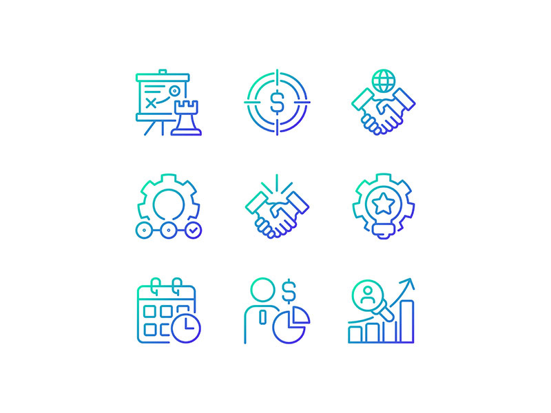 Business activities gradient linear vector icons set by bsd ~ EpicPxls