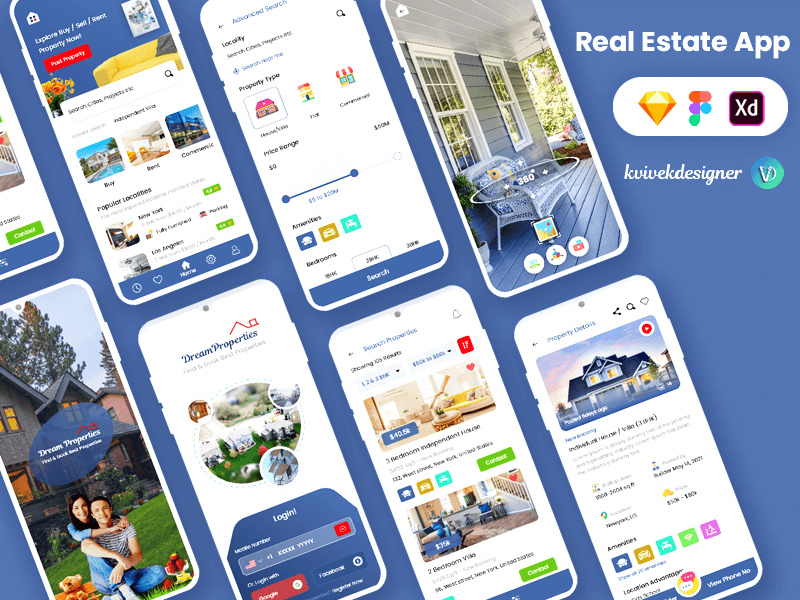 Real Estate Mobile App UI Kit by Kvivekdesigner ~ EpicPxls