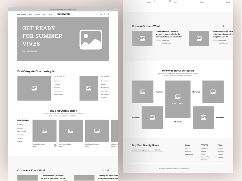 Footwear-E-Commerce Website Wireframe Design by ~ EpicPxls