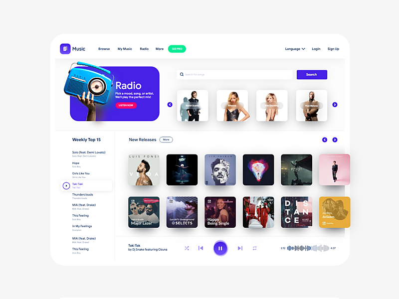 Music Web App Ui by Ramandesigns9 ~ EpicPxls