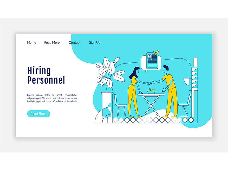 Hiring personnel landing page flat silhouette vector ~ EpicPxls