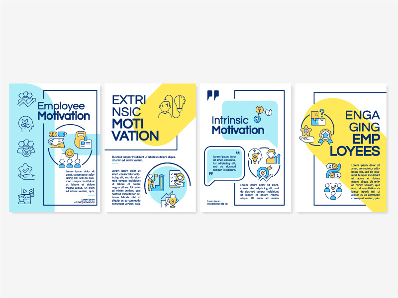 Increasing employees motivation blue and yellow brochure ~ EpicPxls
