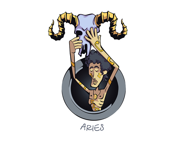 Aries zodiac sign man flat cartoon vector illustration by ~ EpicPxls