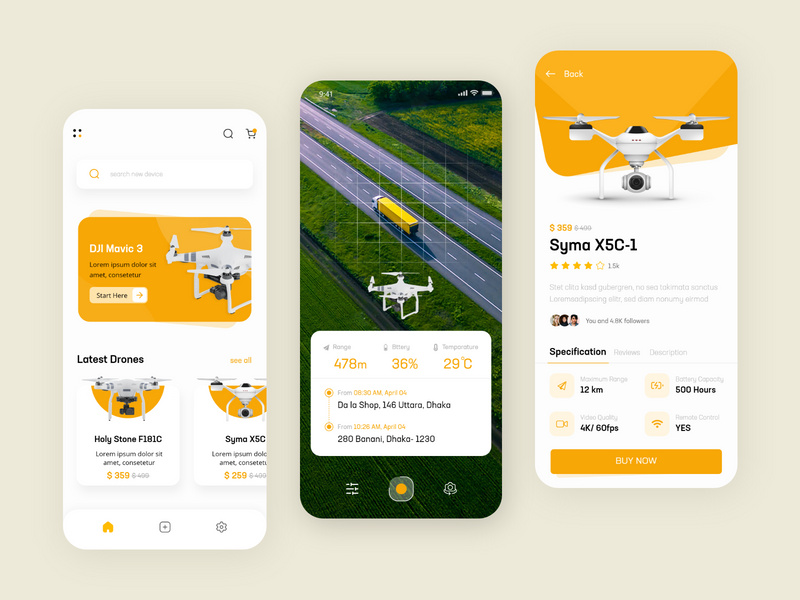 Drone Store App UI Design Template by Iammohin ~ EpicPxls