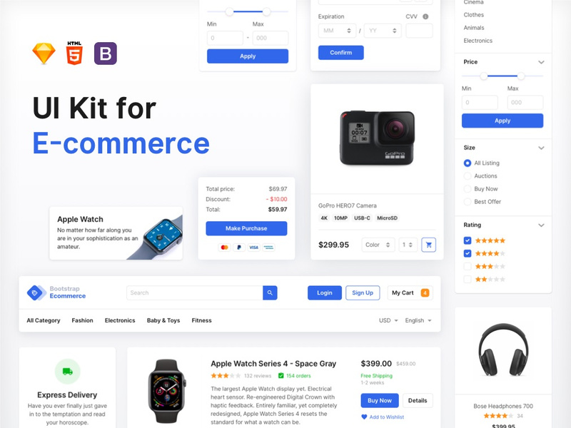 UI kit for e-commerce projects design by Templatemount ~ EpicPxls