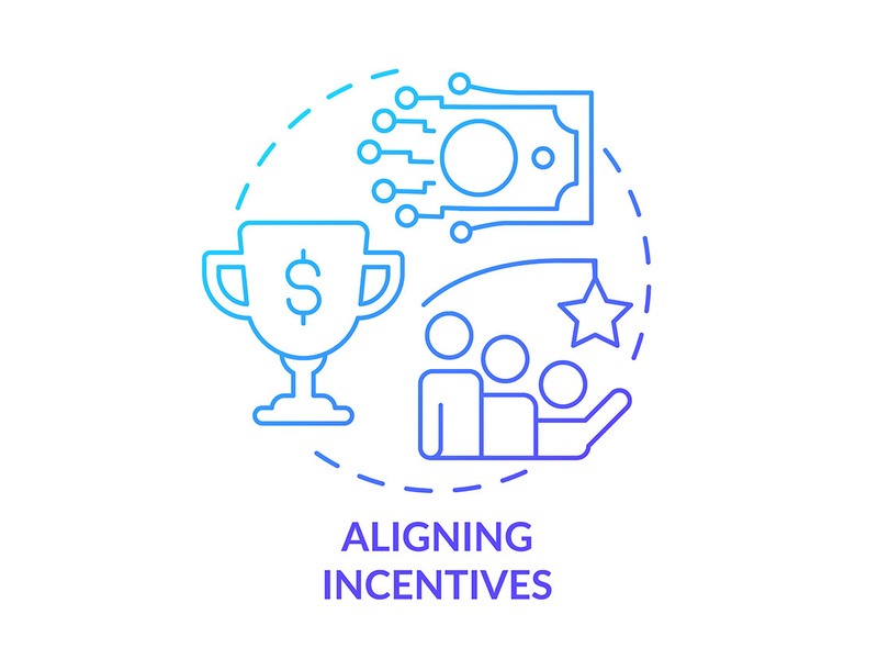 Aligning incentives blue gradient concept icon by bsd ~ EpicPxls