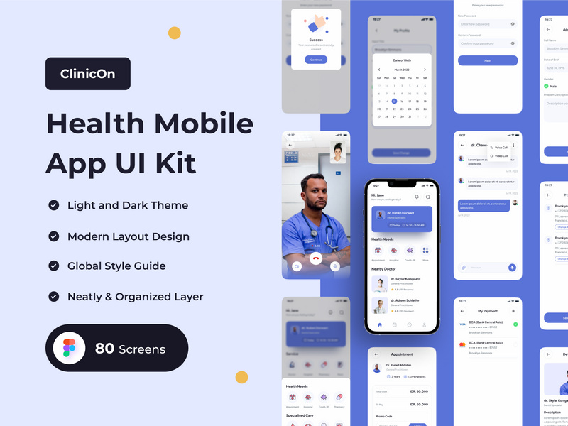 ClinicOn - Health Mobile App UI Kit by Enver Studio ~ EpicPxls