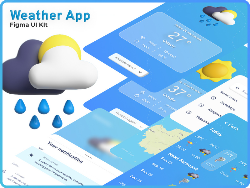 Weather APP UI Kit by Waqasimalok ~ EpicPxls