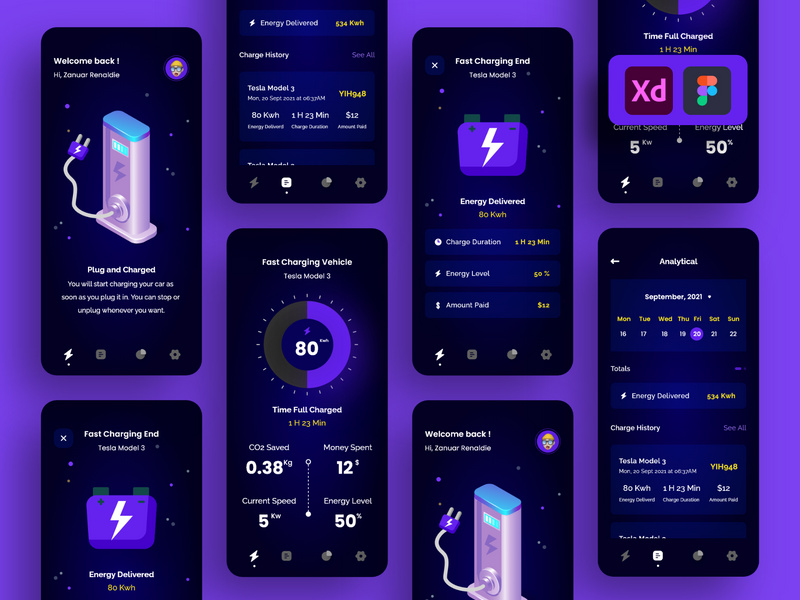 Electric Vehicles Charging App Design by Infinity_Labs ~ EpicPxls