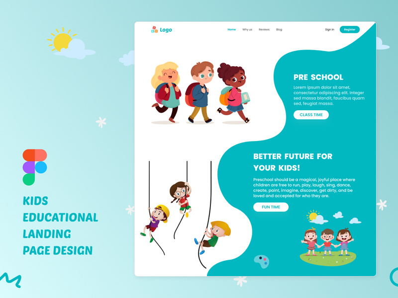 Kids educational landing page design by SHAH RUKH KHAN ~ EpicPxls