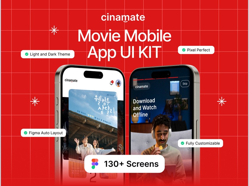 Cinemate - Movie Mobile App UI KIT by dpopstudio ~ EpicPxls