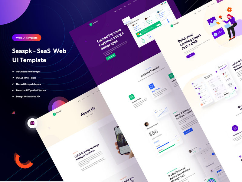 Saaspk - SaaS Web UI Template by Forhadul Alam Minar ~ EpicPxls