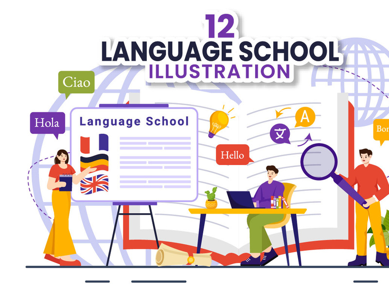 12 Language School Illustration by denayuneep ~ EpicPxls