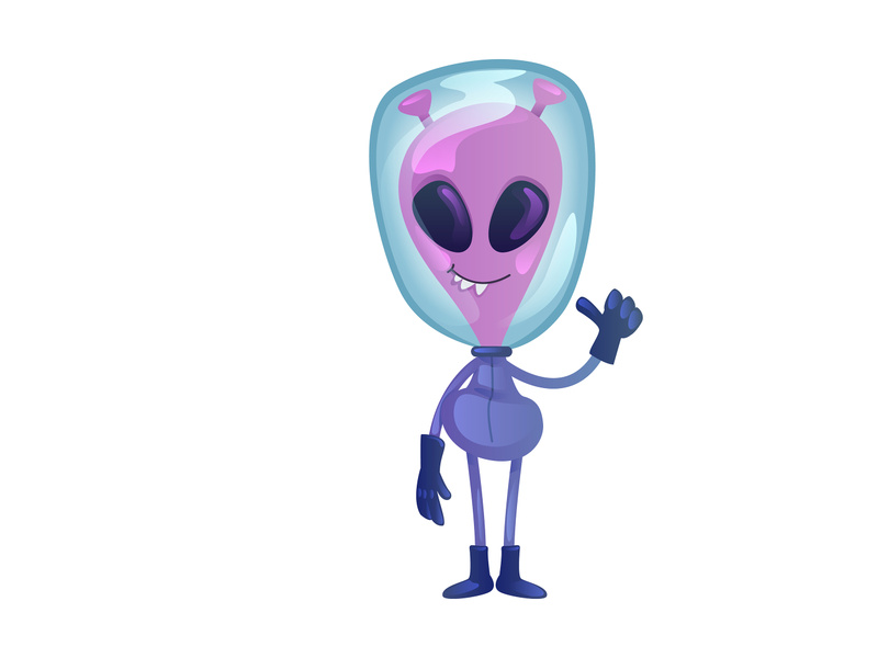 Smiling alien flat cartoon vector illustration by The Img ~ EpicPxls