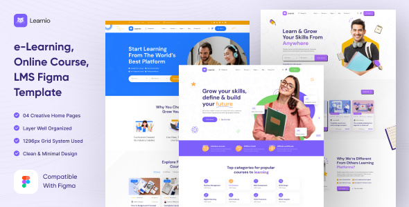 Learnio - LMS and Online Course Figma Template by Forhadul ~ EpicPxls