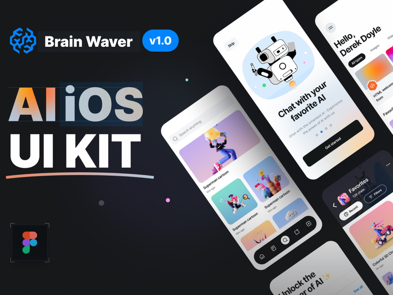 Brain Waver v1.0(By UI Larax) | AI iOS UI Kit Figma iOS UI ~ EpicPxls
